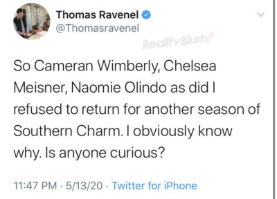 Naomie and Chelsea Have Quit Southern Charm According to Thomas