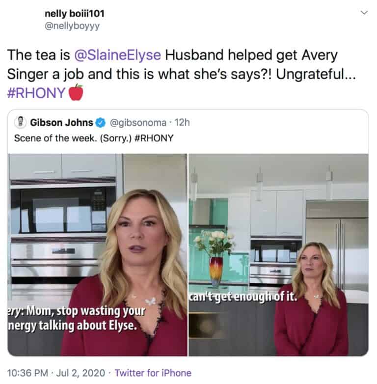 Elyse Slaine Responds to Avery Singer Shade on RHONY, Implies She's ...