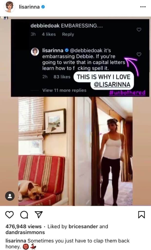 Lisa Rinna Claps Back at Fan Who Slams Dancing Video,Recalls RHOBH ...