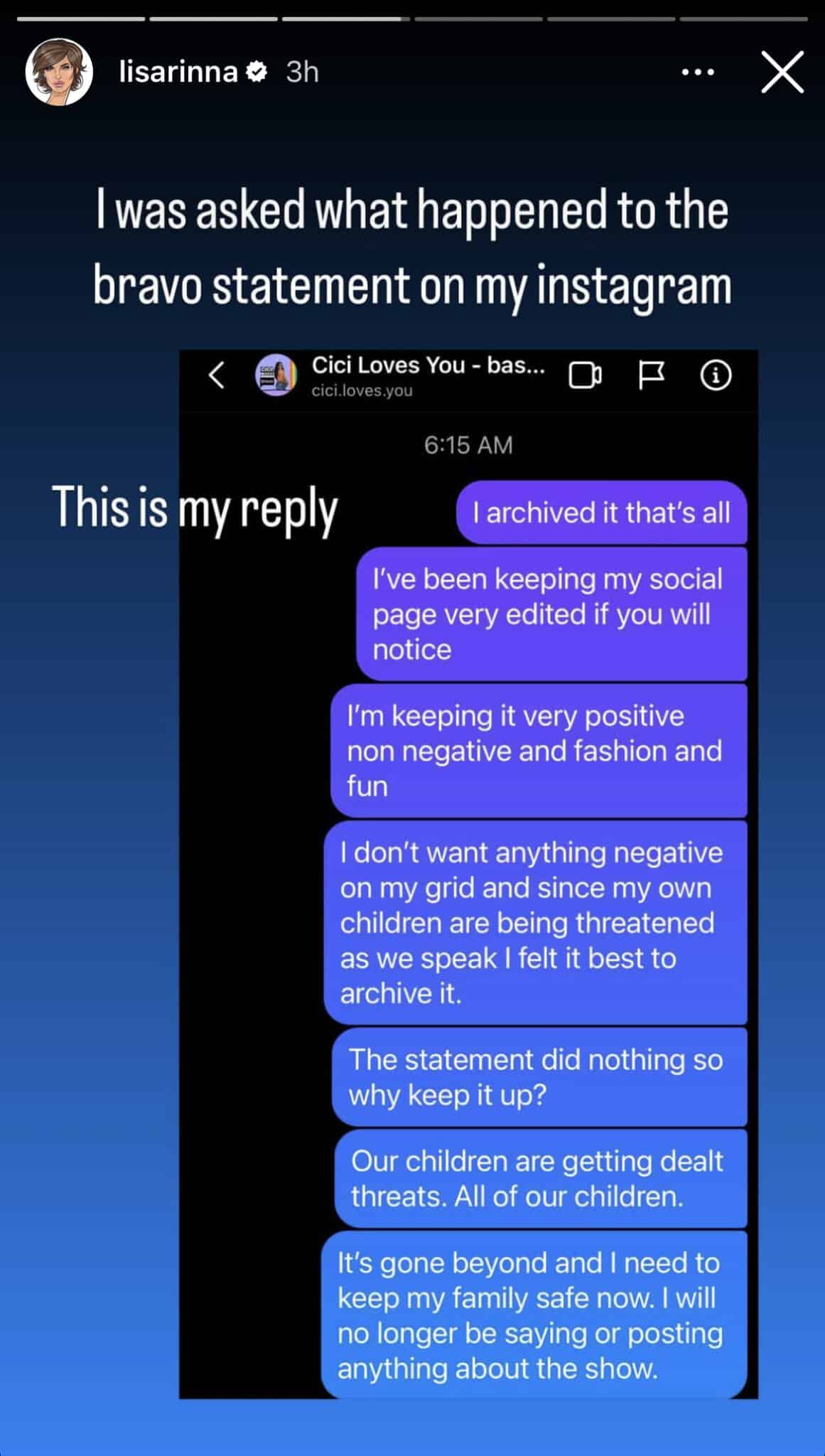 Lisa Rinna Deletes Bravo's Anti-Bullying Post, Shares Why