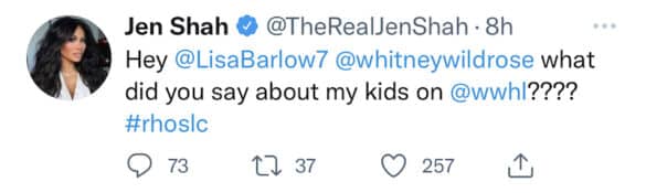 RHOSLC: Jen Shah Implies Lisa Barlow Called Sons 'N-Word'