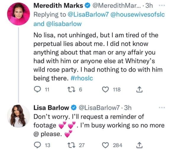 RHOSLC: Meredith Marks & Lisa Barlow Feud Over Affair Setup