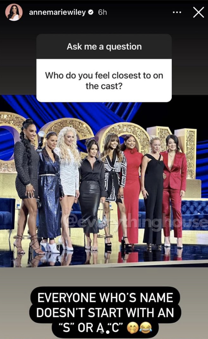 RHOBH Newbie Annemarie Wiley Shades Crystal and Sutton