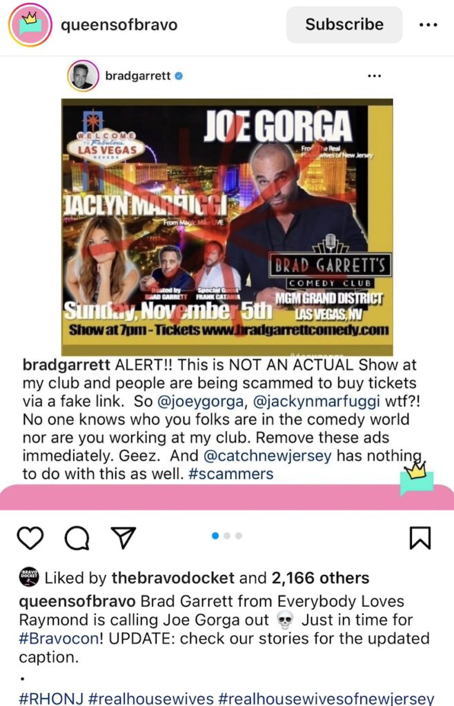 Brad Garrett Calls Out Joe Gorga Over Fake Comedy Show at Club