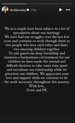 'RHOBH' Stars Dorit Kemsley and Husband PK Announce Split