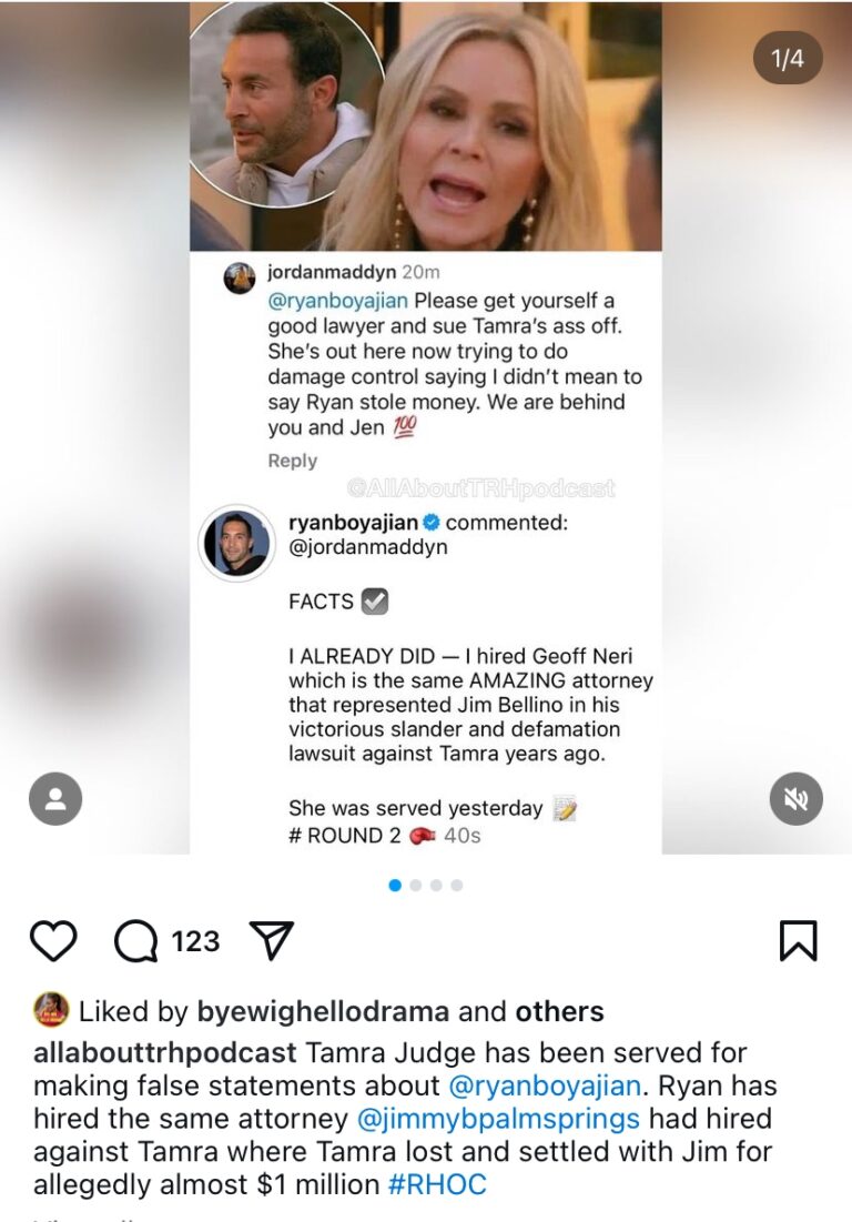 RHOC's Ryan Boyajian is Suing Tamra Judge as She Apologizes