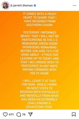 Jarrett "JT" Thomas Quits Southern Charm & Explains His Exit