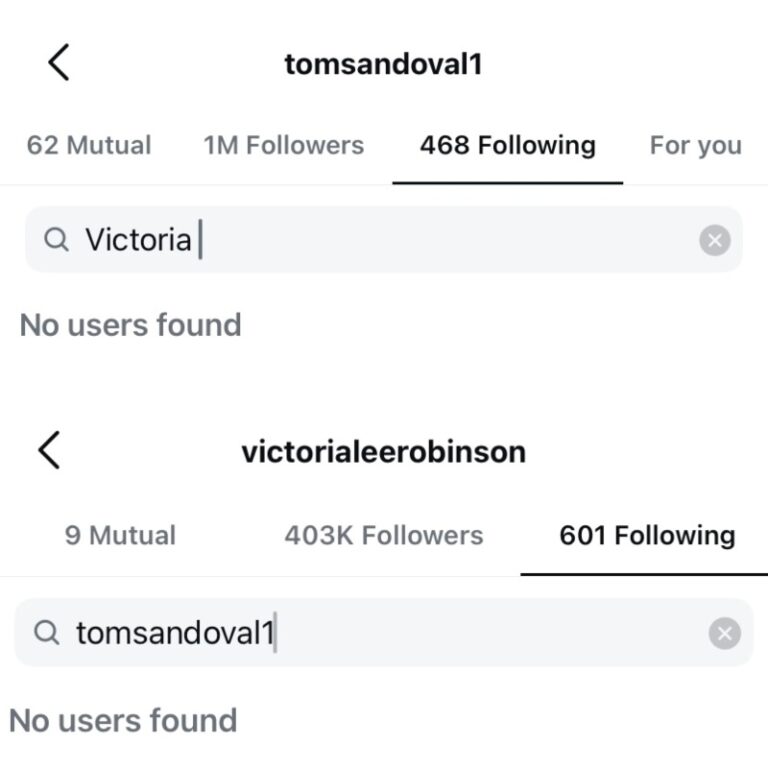 Tom Sandoval's Girlfriend Victoria Shades & Unfollows Him