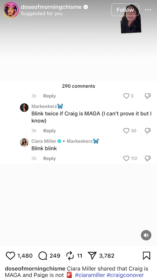 Ciara Miller Hints at Craig & Paige’s Political Differences After Split ...