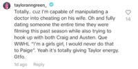 Taylor Ann Green Accuses Salley Carson of Affair With Doctor, Secret ...